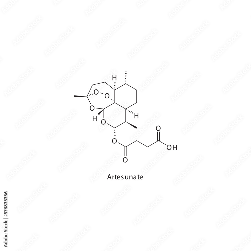 Artesunate flat skeletal molecular structure Antiparasitic drug used in ...
