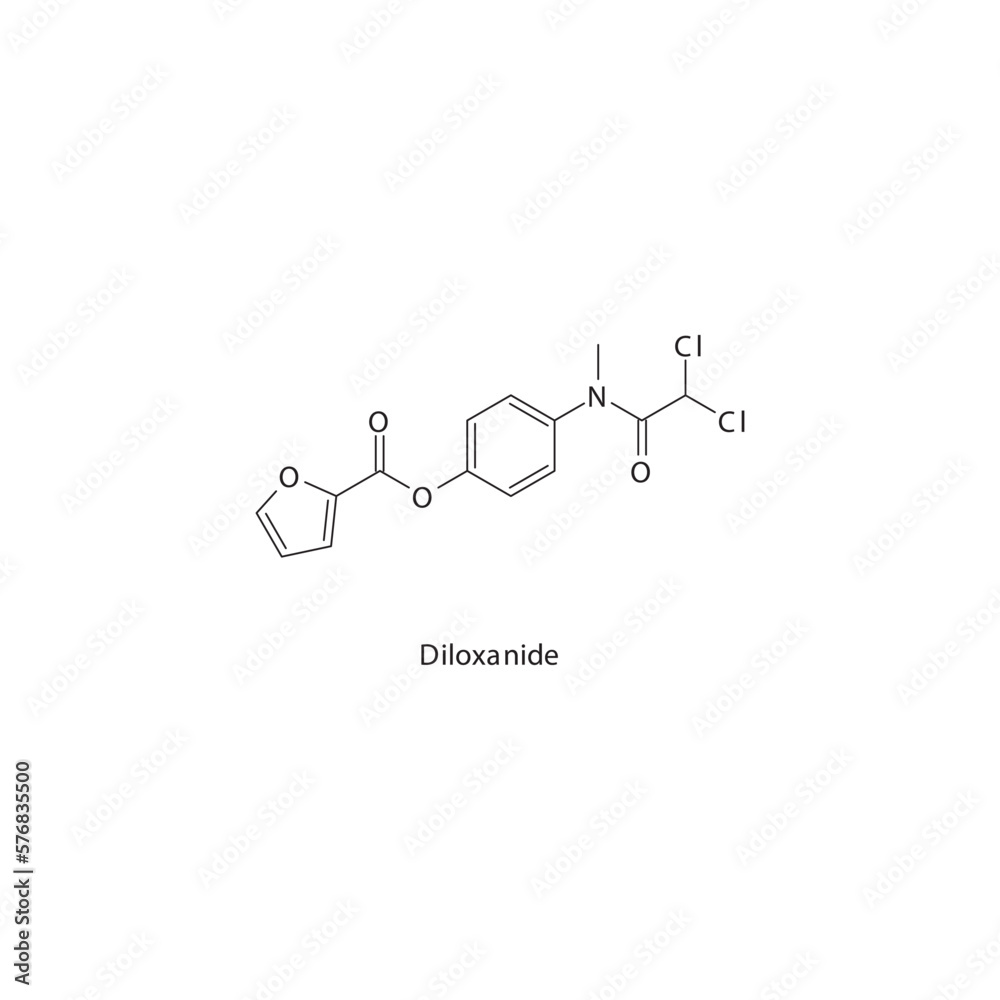 Diloxanide flat skeletal molecular structure Antiprotozoal drug used in ...