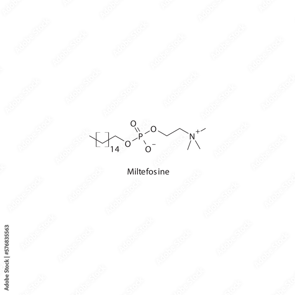 Miltefosine flat skeletal molecular structure Antiprotozoal drug used ...