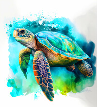 Sea Turtle Watercolor Free Stock Photo - Public Domain Pictures