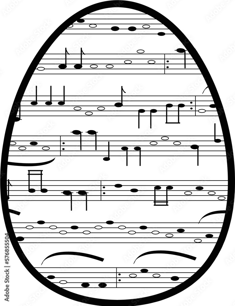 Easter. Illustrations of music Easter egg. Easter egg with musical ...