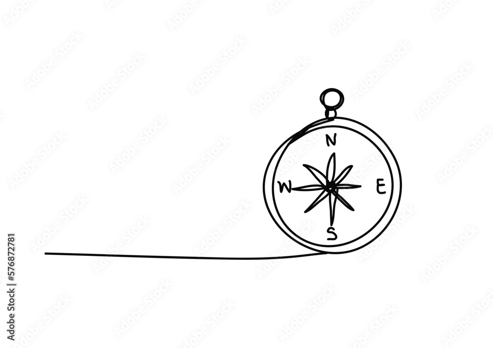 compass , line drawing style , idea concept , Vector Illustration ...
