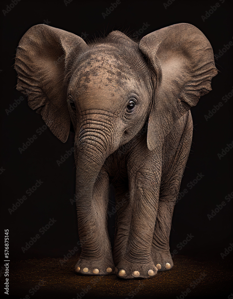 Baby Elephant Realistic Illustration Cute Adorable. Generative AI Stock ...
