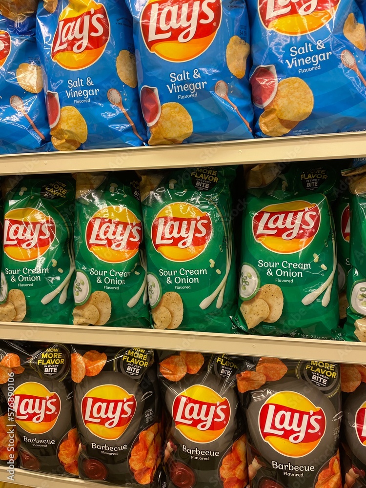 Grocery store Lays potato chips variety Stock Photo | Adobe Stock