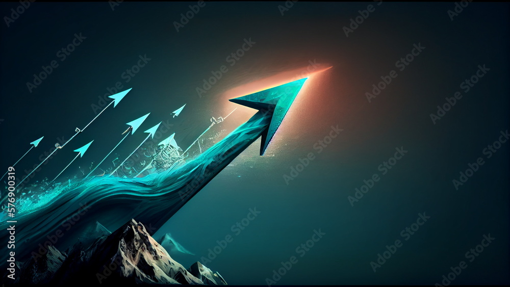 Up arrow in space with one big arrow. Business growth with Generative ...