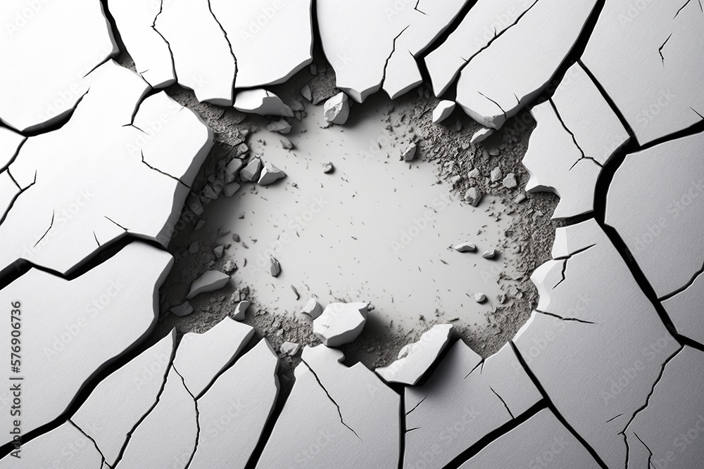 Ground cracks top view, earthquake cracking holes, ruined land surface ...