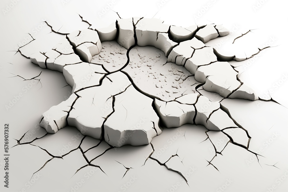 Ground cracks, fractures on land surface, earthquake breaks in ...