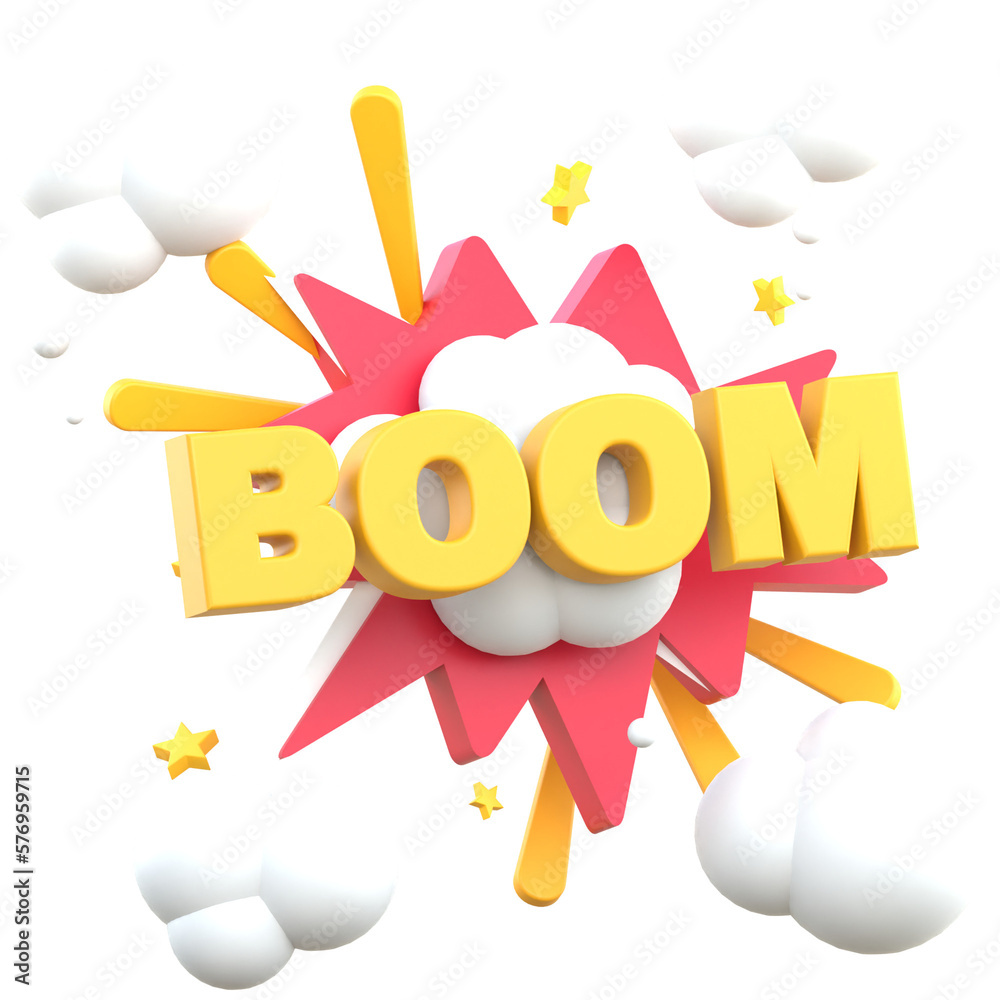 3d Cartoon comic sign burst clouds . Speech bubble, boom sign ...
