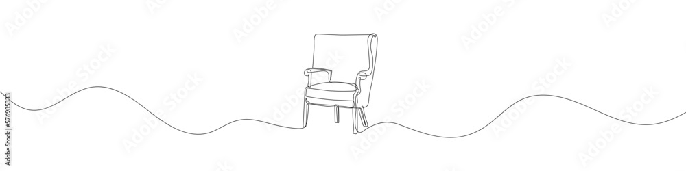 Continuous linear drawing of chair. Single line drawing of chair ...