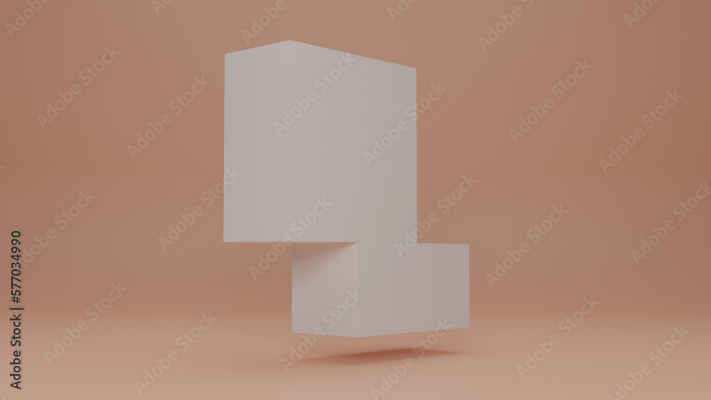 3d rendering. A cubic shape resembling a lion statue. Lion in low ...