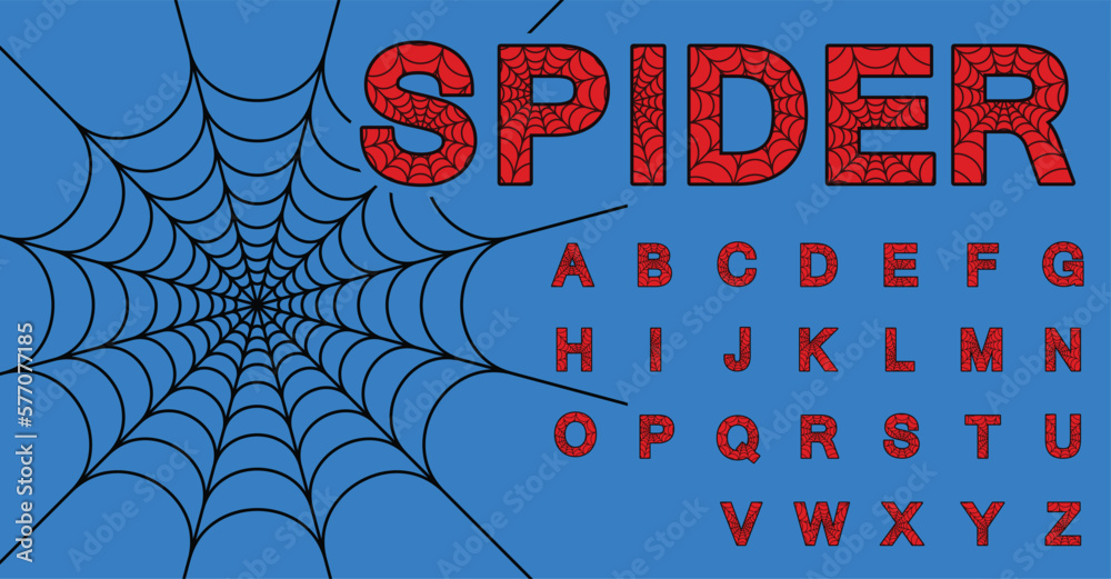 Spider web alphabet letters Stock Vector | Adobe Stock