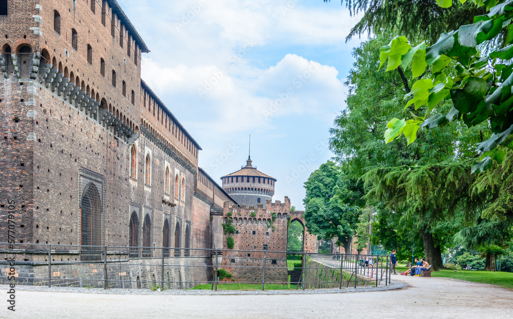 Sforza Castle (Castello Sforzesco), a castle in Milan, Italy. It was ...