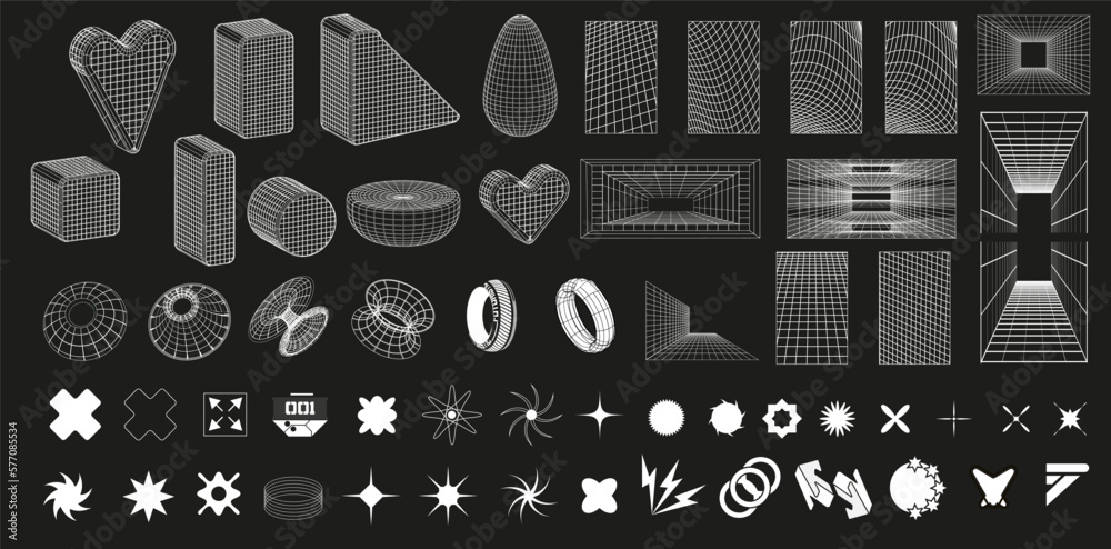 Vector de Stock Cyber neo futuristic grids, and elements, retro ...