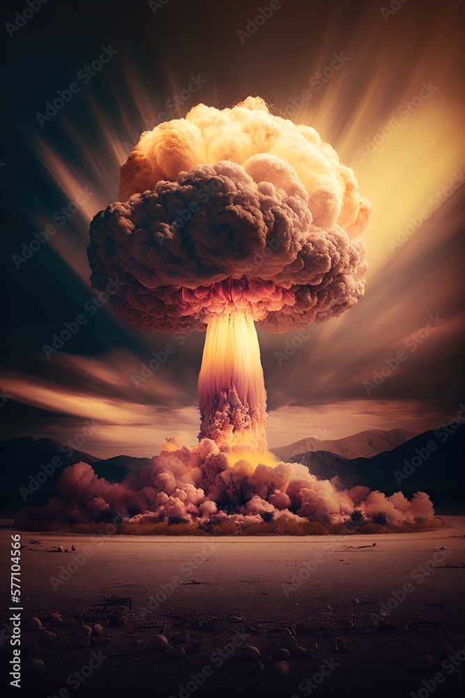 Nuclear bomb explosion in nuclear war, ww3, dystopic created with ...