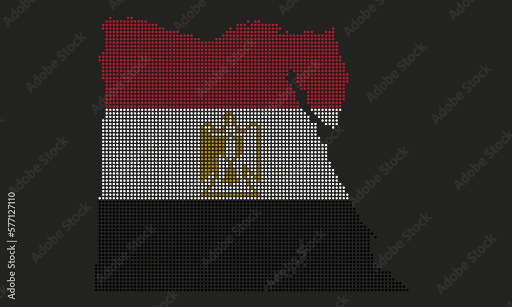 Egypt dotted map flag with grunge texture in mosaic dot style. Abstract pixel vector ...