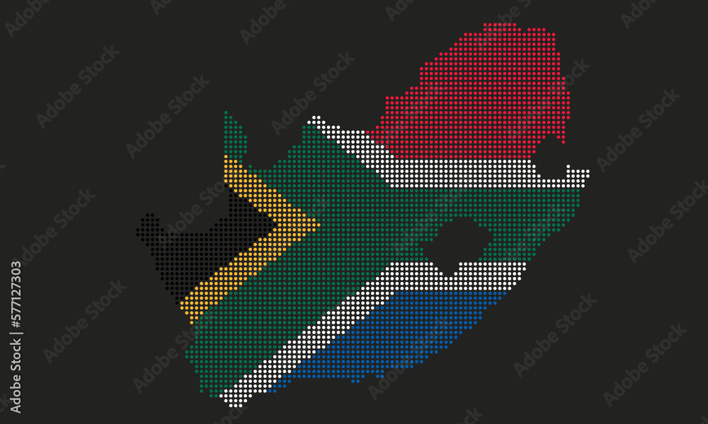 South Africa dotted map flag with grunge texture in mosaic dot style ...