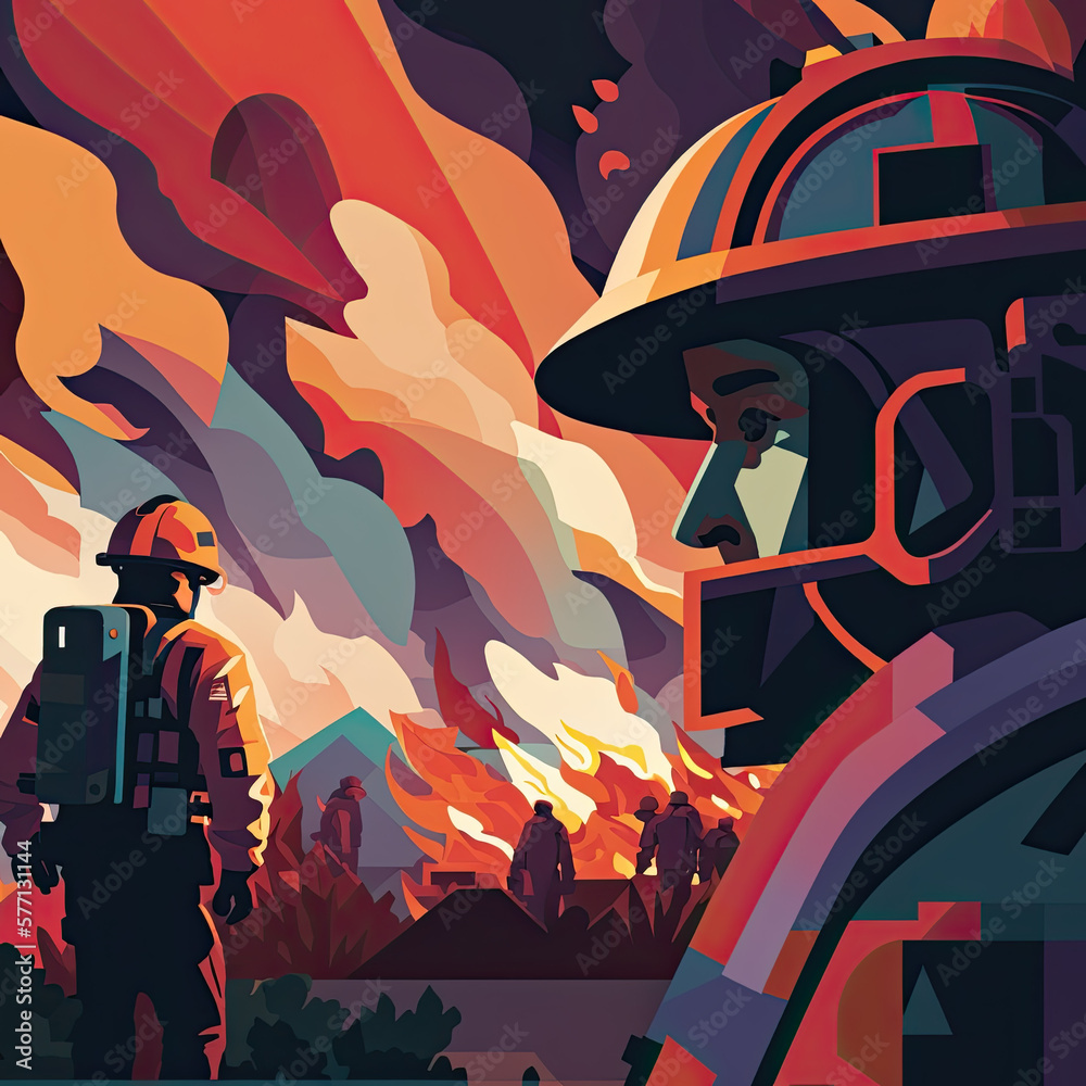 Firefighters battling climate change - Illustrations of firefighting ...