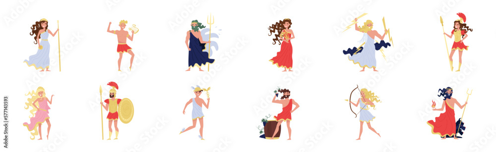 Ancient Greek Deity in Antique Clothing as Myth and Legend Hero Vector ...