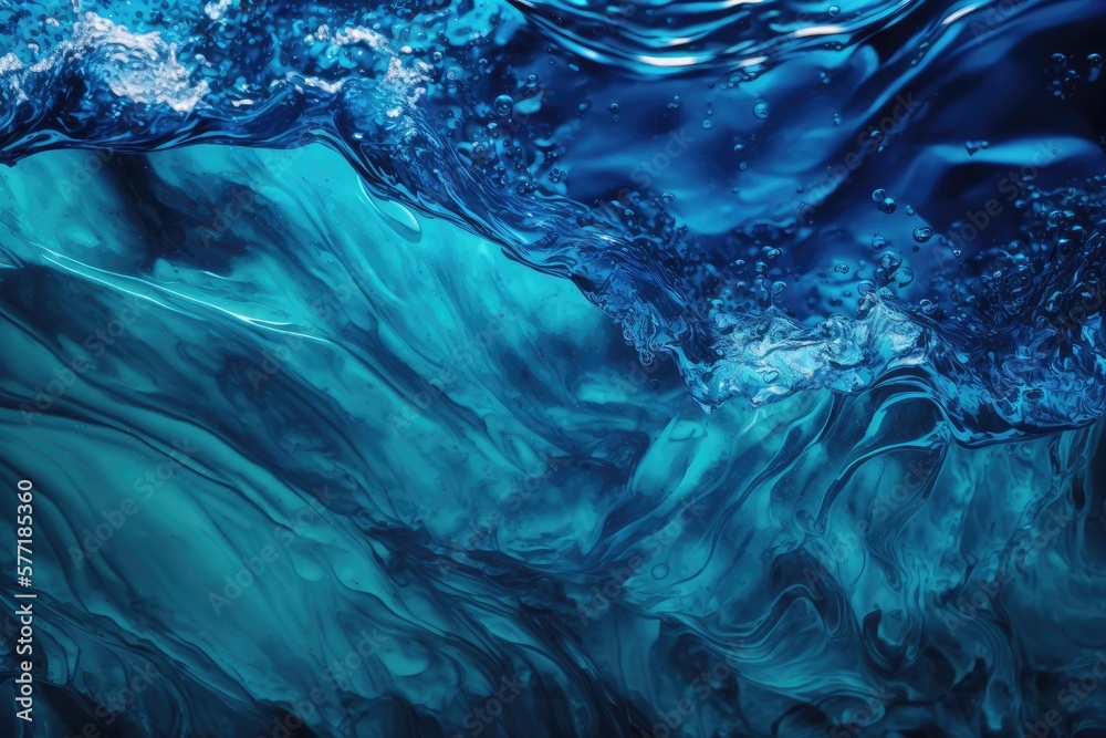 Ripples and bubbles on a dark blue water surface texture. Water ripples ...