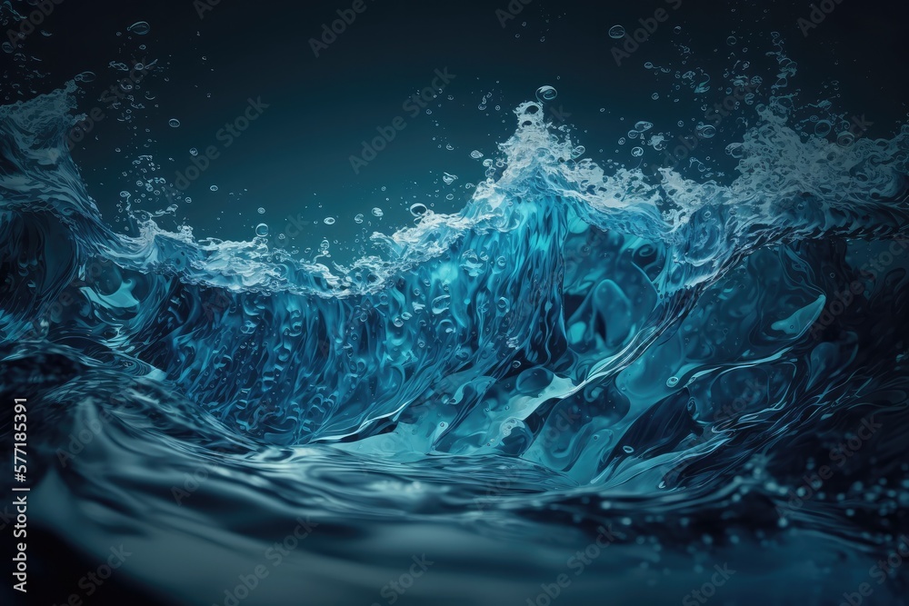 Ripples and bubbles on a dark blue water surface texture. Water ripples ...