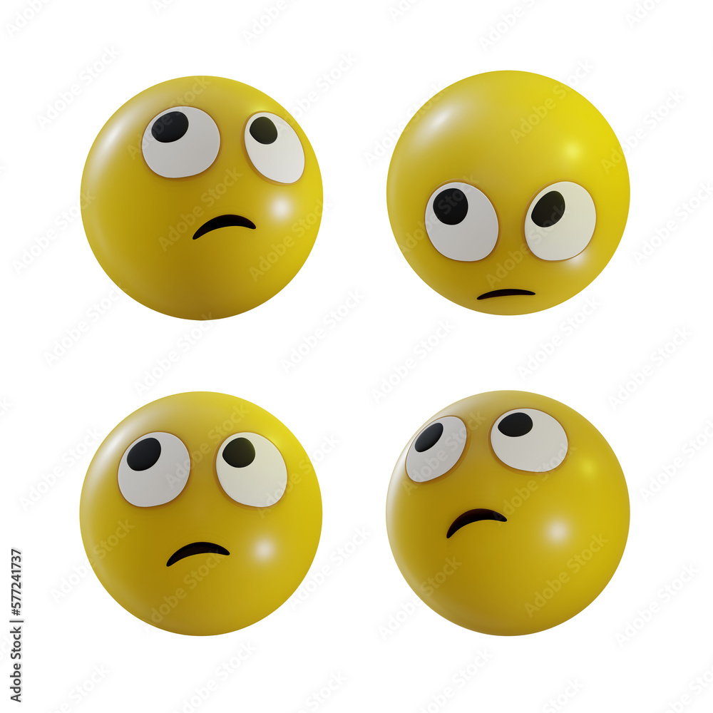 3d rendering emoji face with rolling eyes dont know who knows bored ...