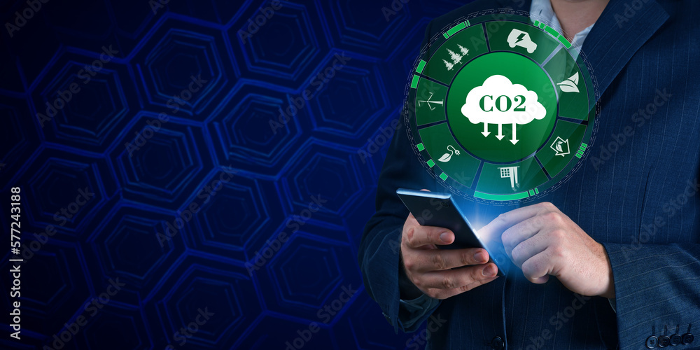 Lower CO2 emissions concept. Global warming and climate change limit ...