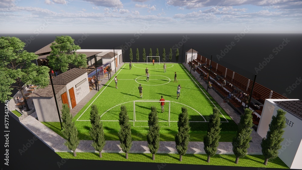 3d rendering of a mini football - futsal - soccer field integrated with ...