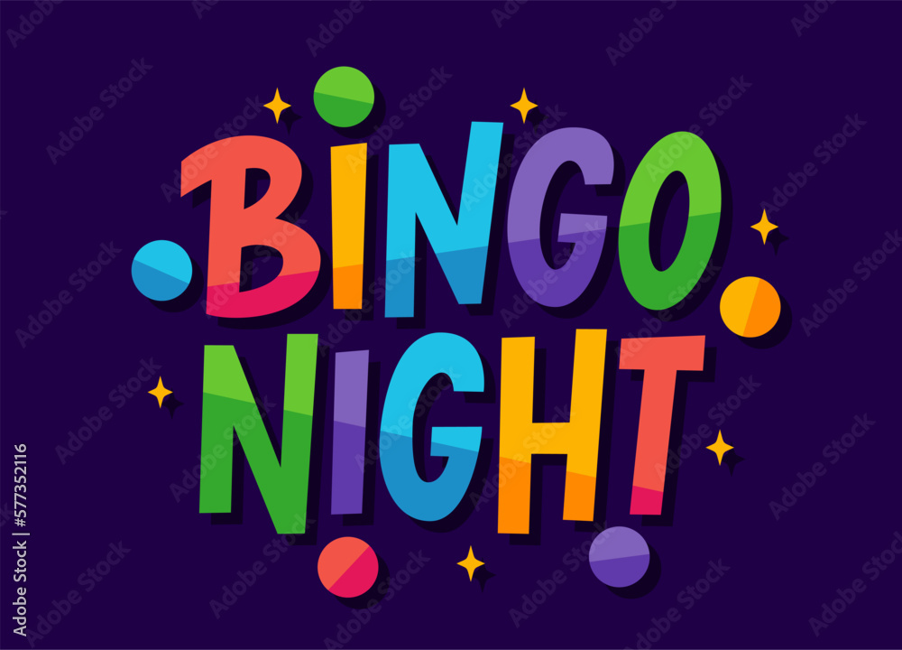 Vector de Stock BINGO NIGHT logo with lottery balls and stars. Bingo ...