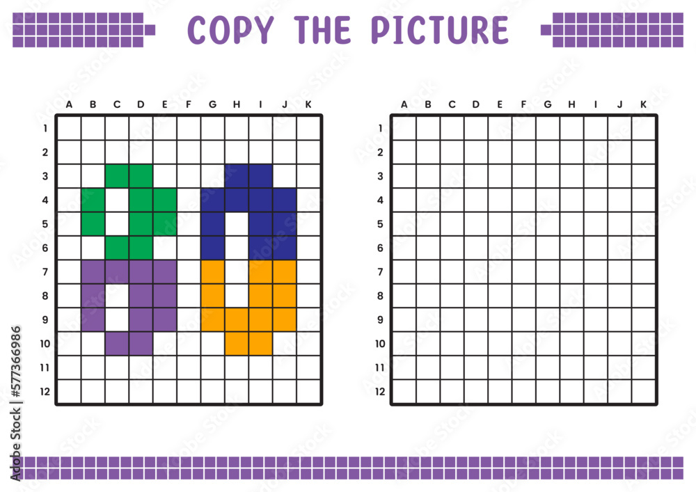 Copy the picture, complete the grid image. Educational worksheets ...