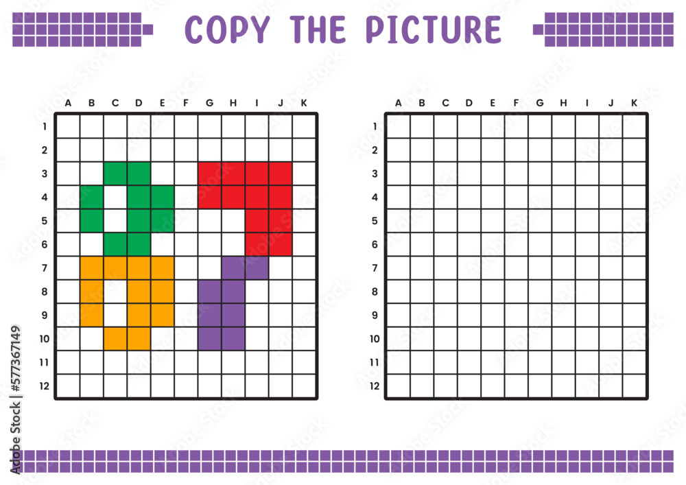 Image vectorielle Stock Copy the picture, complete the grid image ...