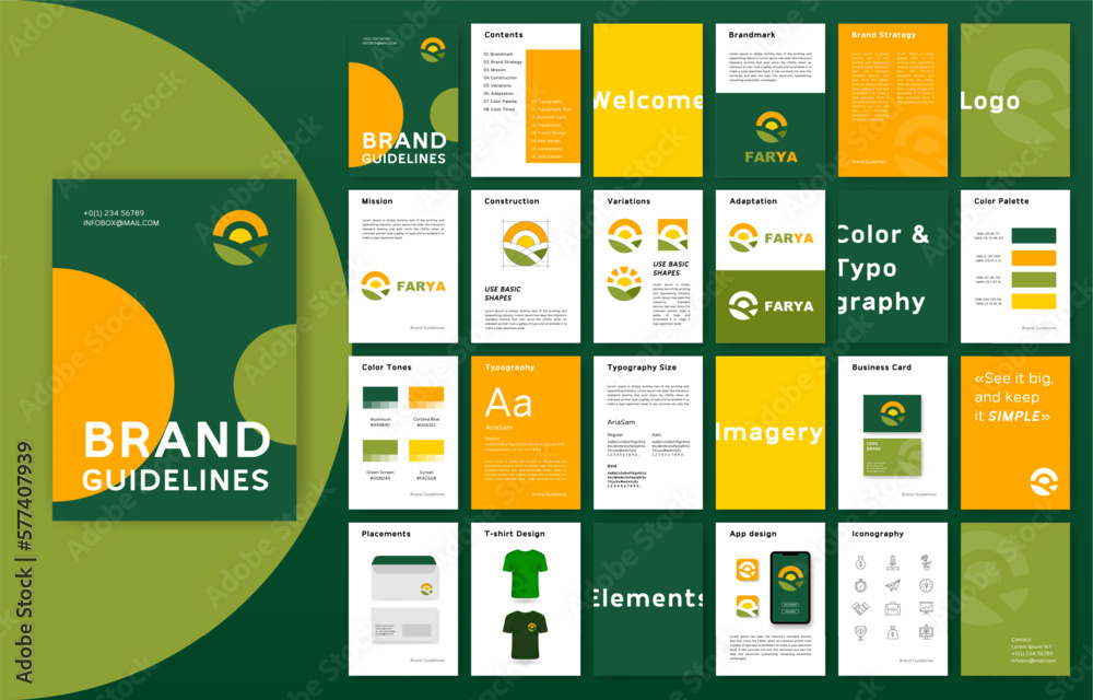 Colored Brand Guidelines template. Corporate identity presentation in ...