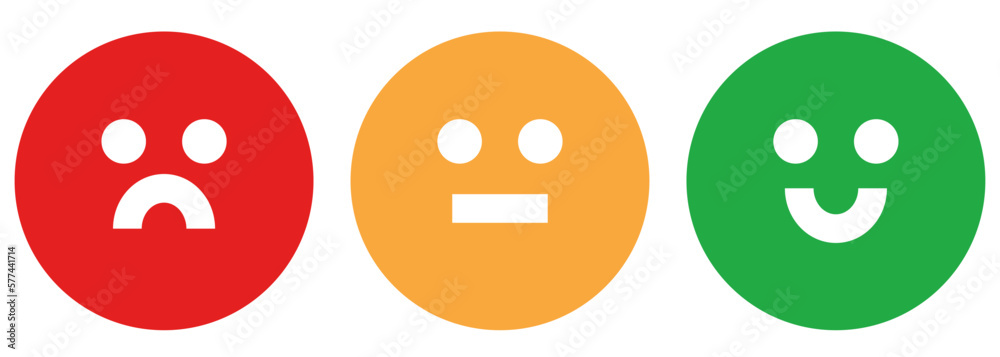 Rating scale or pain scale in the form of emoticons. From red to green ...