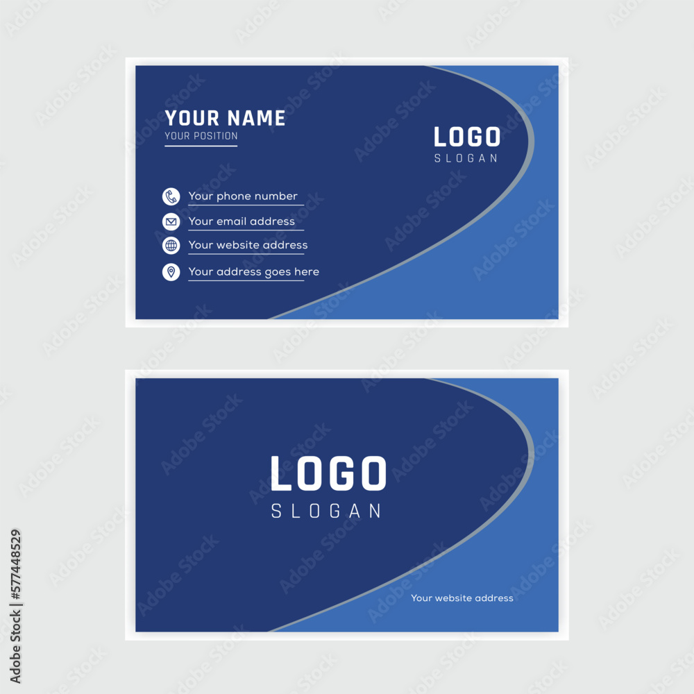 Elegant blue color business card template - simple and clean business ...