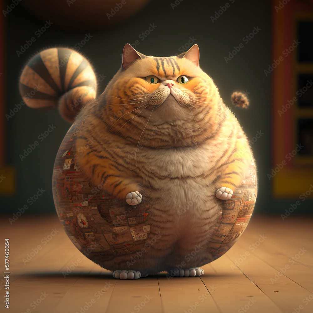 Fat Cat, Illustration of adorable kitten with nice fur and funny face ...