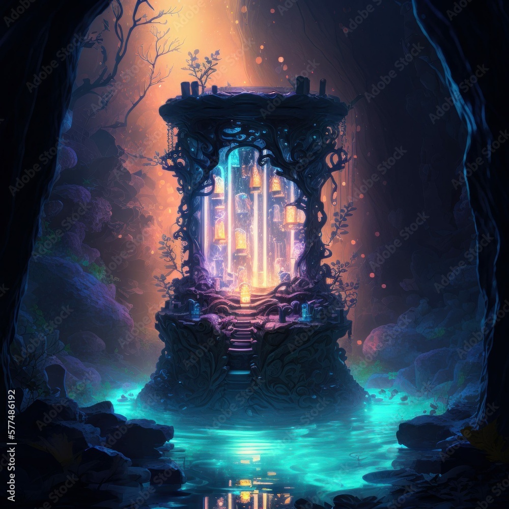Mystical Wellspring of Magic, Creativity, Youth, Glowing Magical Well ...