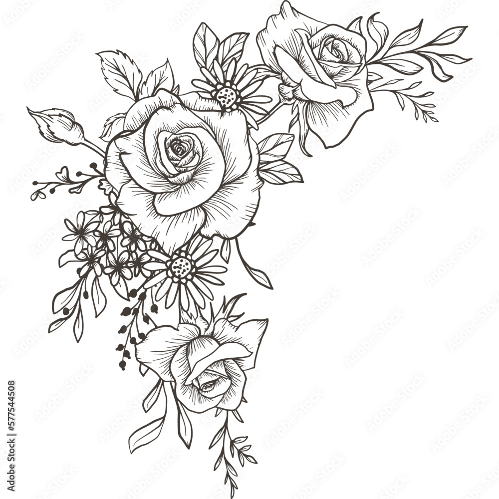 Vector de Stock Rose Illustration Graphic, Rose Graphic, Rose ...