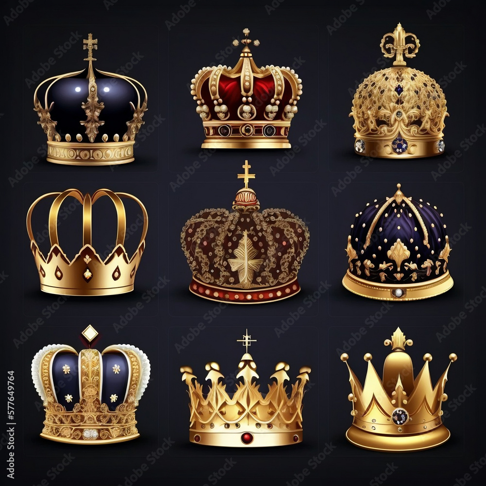 Collection of royal crown Stock Illustration | Adobe Stock
