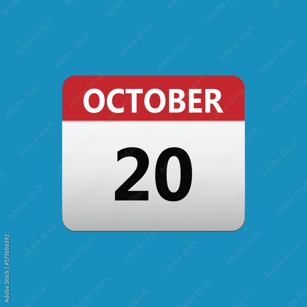 20th October calendar icon. October 20 calendar Date Month icon ...