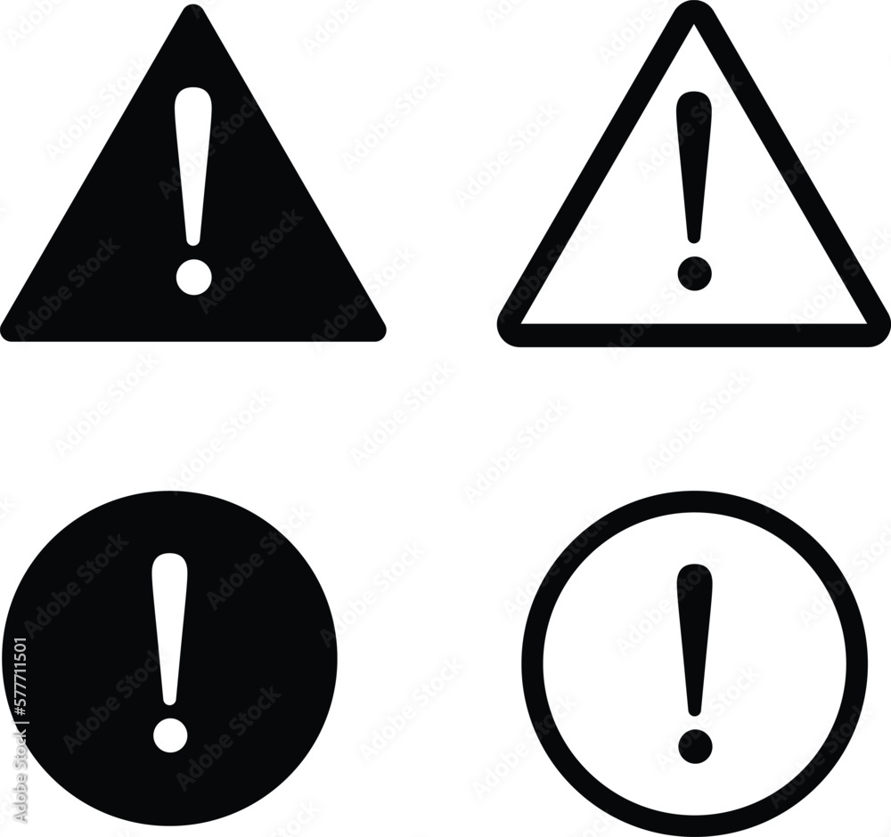 Hazard warning symbol vector set . Exclamation mark isolated on white ...