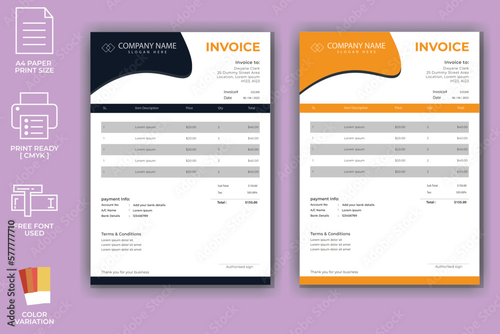 modern invoice template design. Stock Vector | Adobe Stock