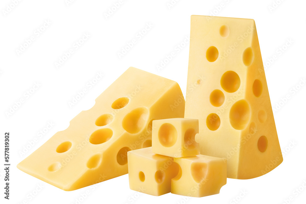 Pieces of delicious cheese, cut out Stock Photo | Adobe Stock