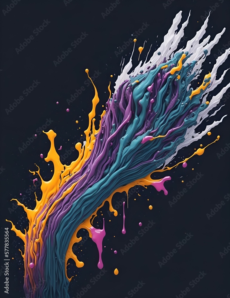 Splash art, one hand, white background, roaring, colorful paint ...
