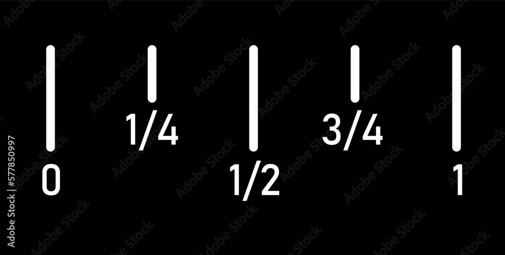 Fraction number line in mathematics. Divide 0 to 1 into 4 equal parts ...