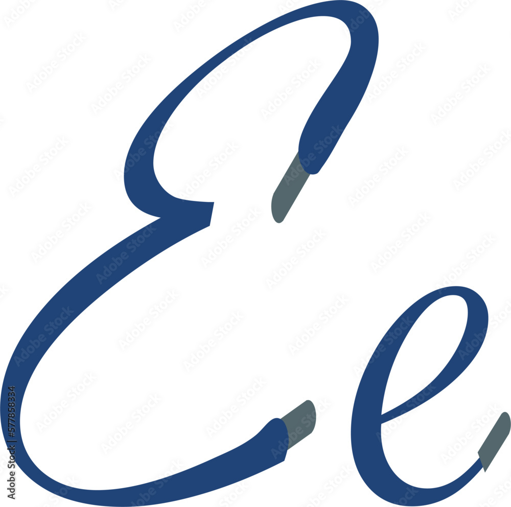 Blue Sport alphabet formed by shoe lace. Vector handwritten script font ...