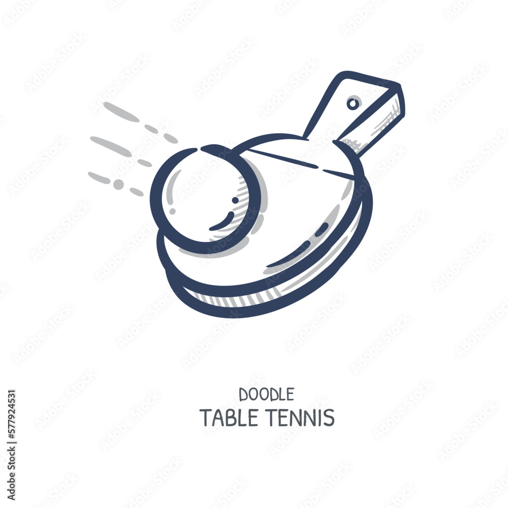 Table tennis bat and ball hand drawn icon illustration. Sport playing ...