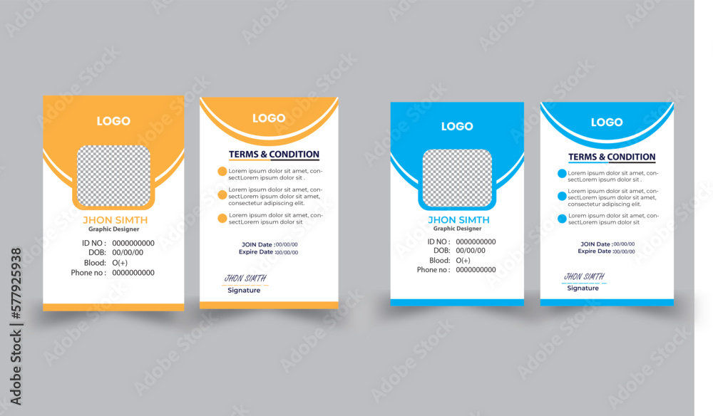 corporate Modern and simple business office id card design bundle ...