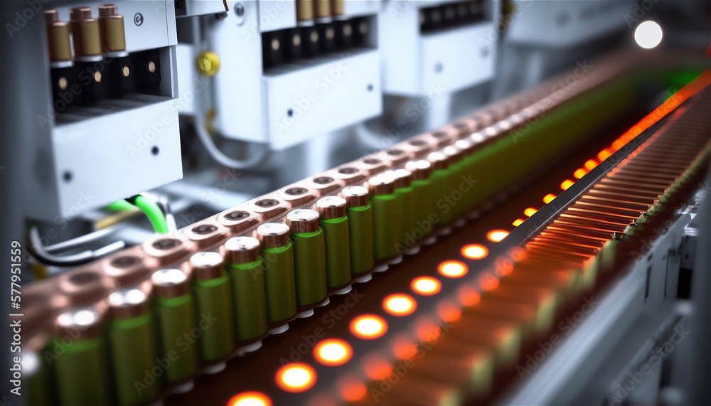 Lithium-ion Battery cell manufacturing production line. Generative AI ...
