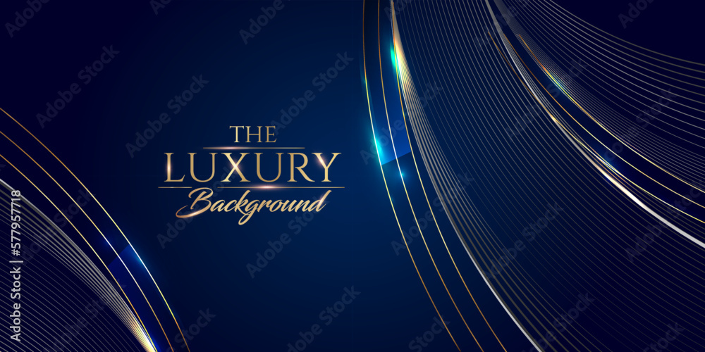 Dark Blue Golden Royal Awards Graphics Background. Lines Corner Curve Elegant Shine Modern ...