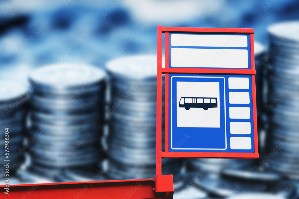 Bus stop background. Bus ticket prices rising. Cost of public transport ...