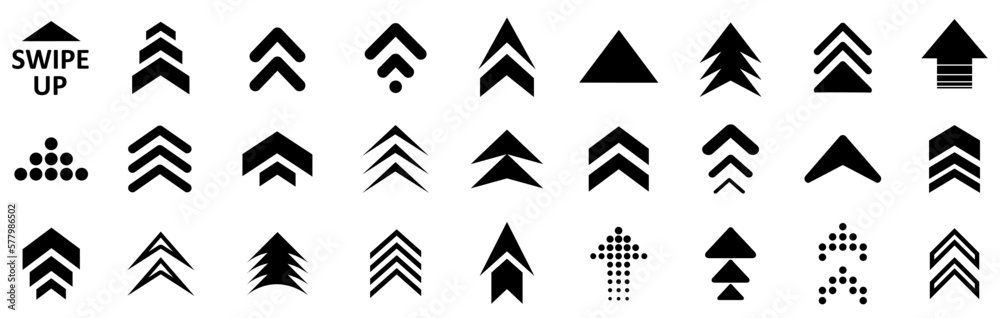 Set swipe up arrows icon. Group arrows directed upwards. Different ...
